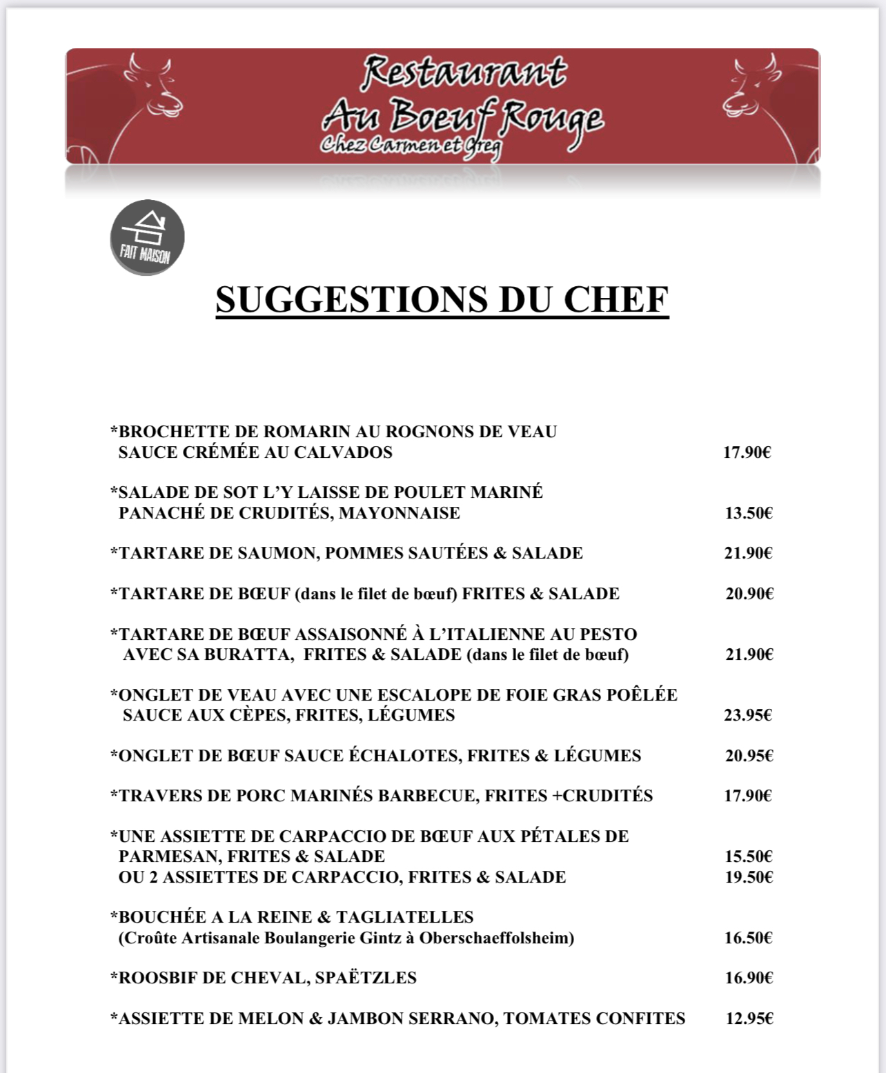 Le Restaurant - Restaurant au Boeuf Rouge